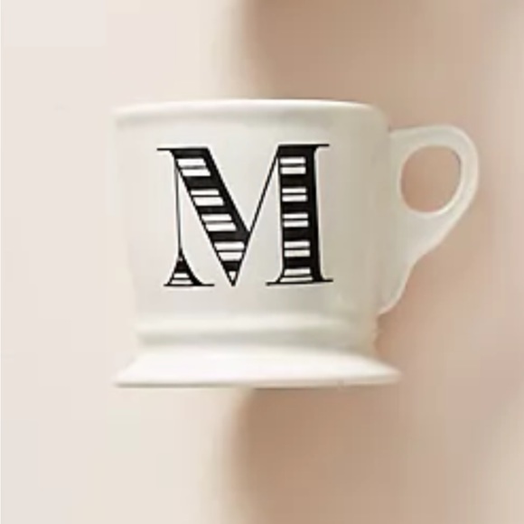 Anthropologie | Dining | Anthropologie Black White Loop Handle Monogram ...